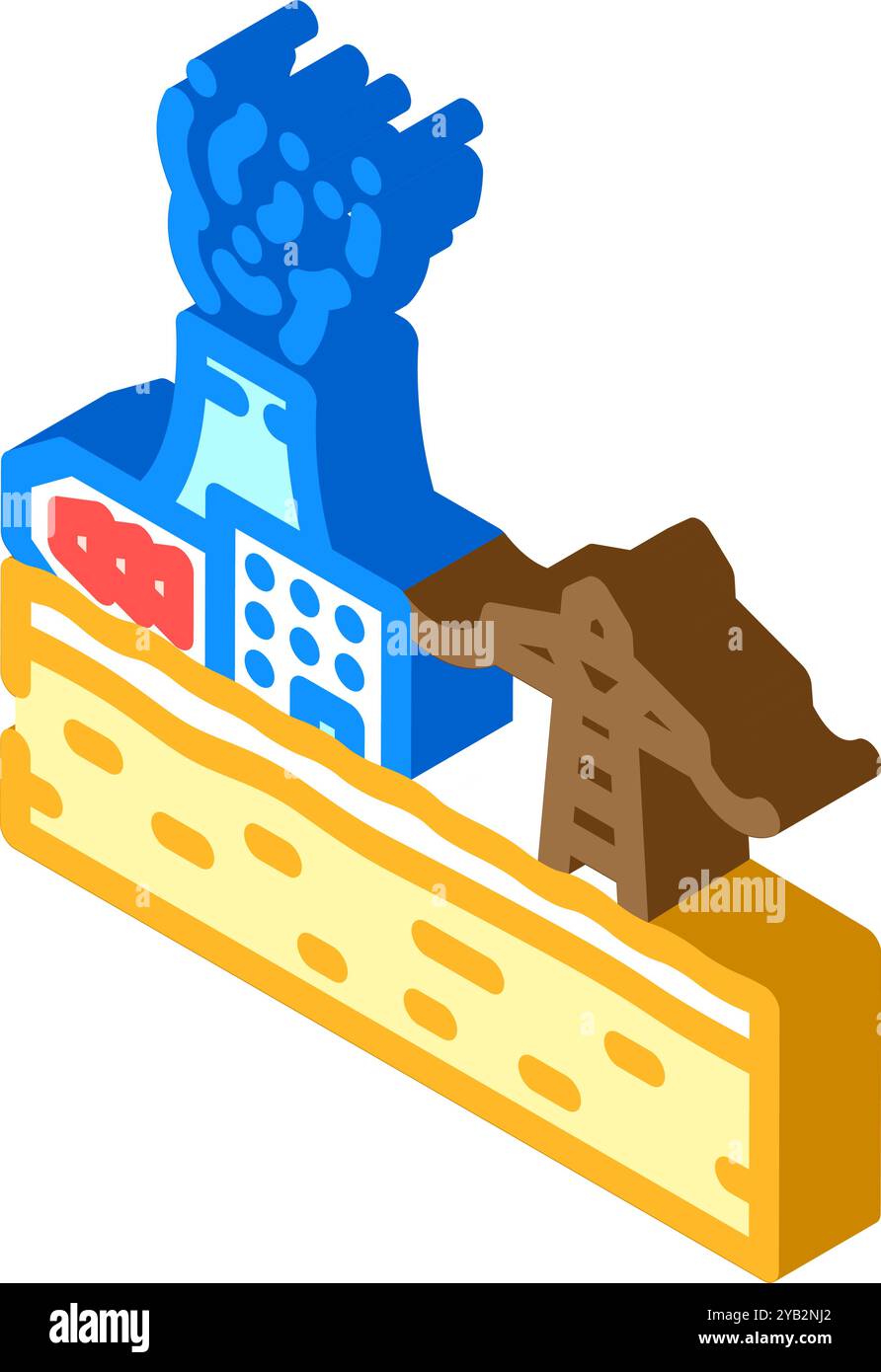 power grid geothermal energy isometric icon vector illustration Stock ...