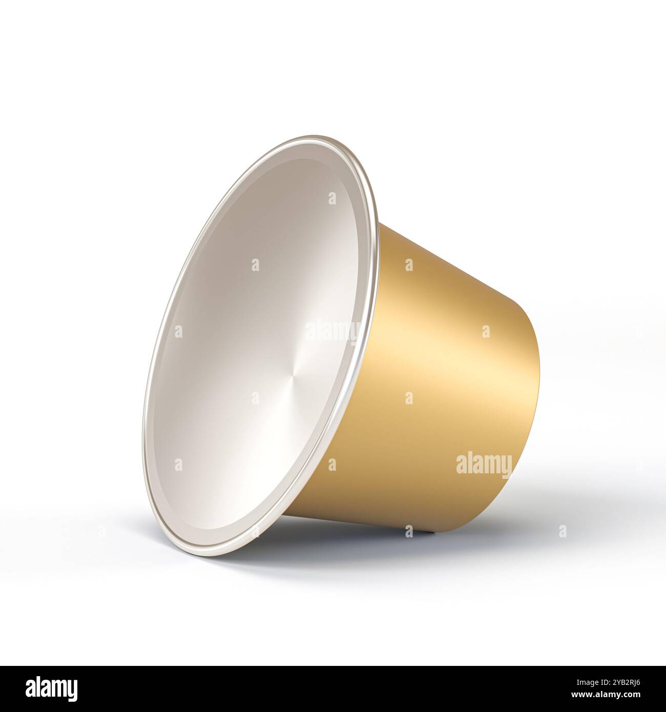 Golden 3d espresso coffee capsule isolated white background Stock Photo ...