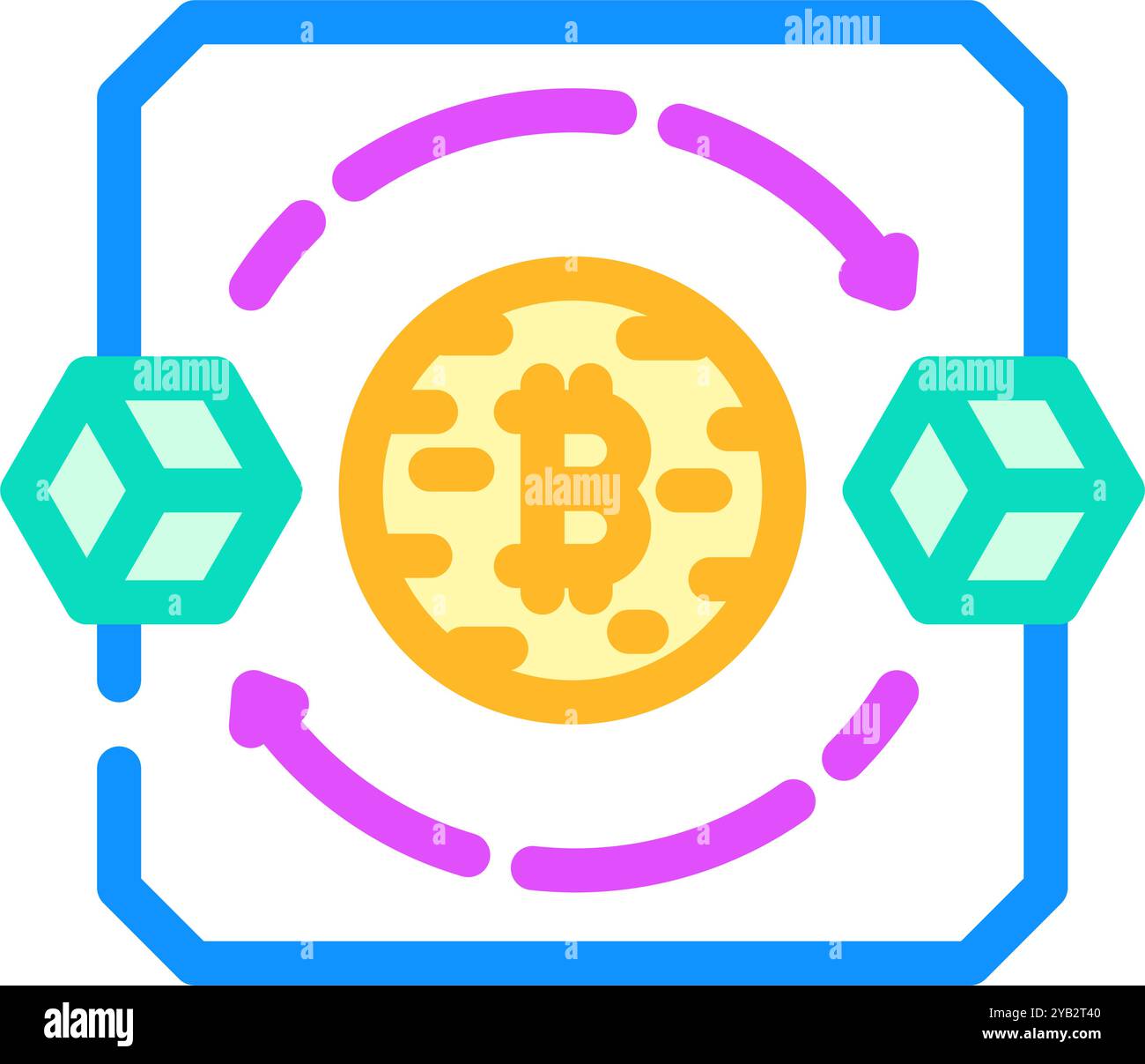 blockchain transaction cryptocurrency mining color icon vector ...