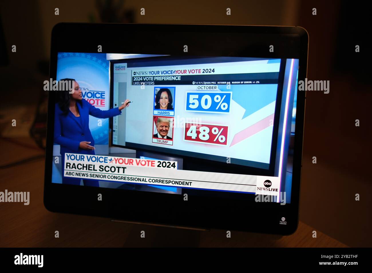 New York, USA, 14 Oct 2024 - News broadcasts for the upcoming US ...