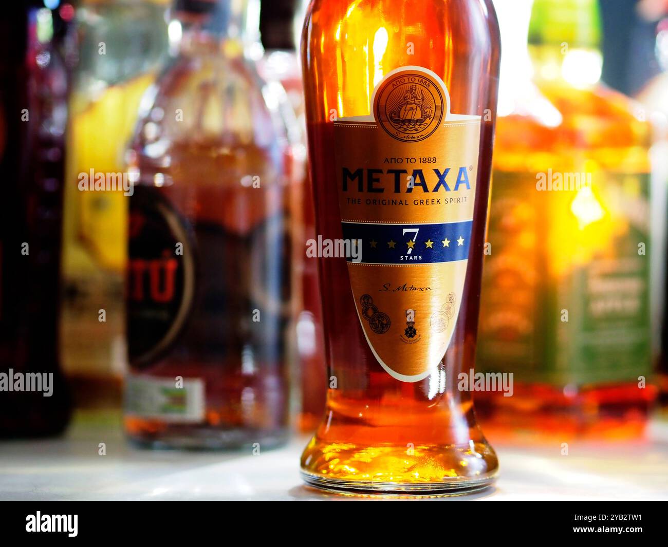 Passau, Germany - October 16, 2024: In this photo illustration, Metaxa ...