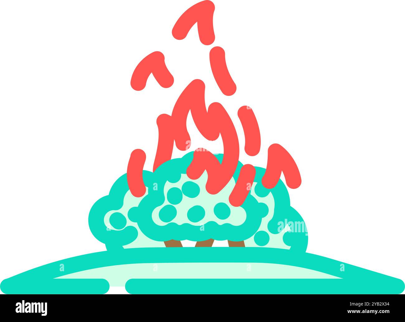 burning bush wildfire disaster color icon vector illustration Stock ...