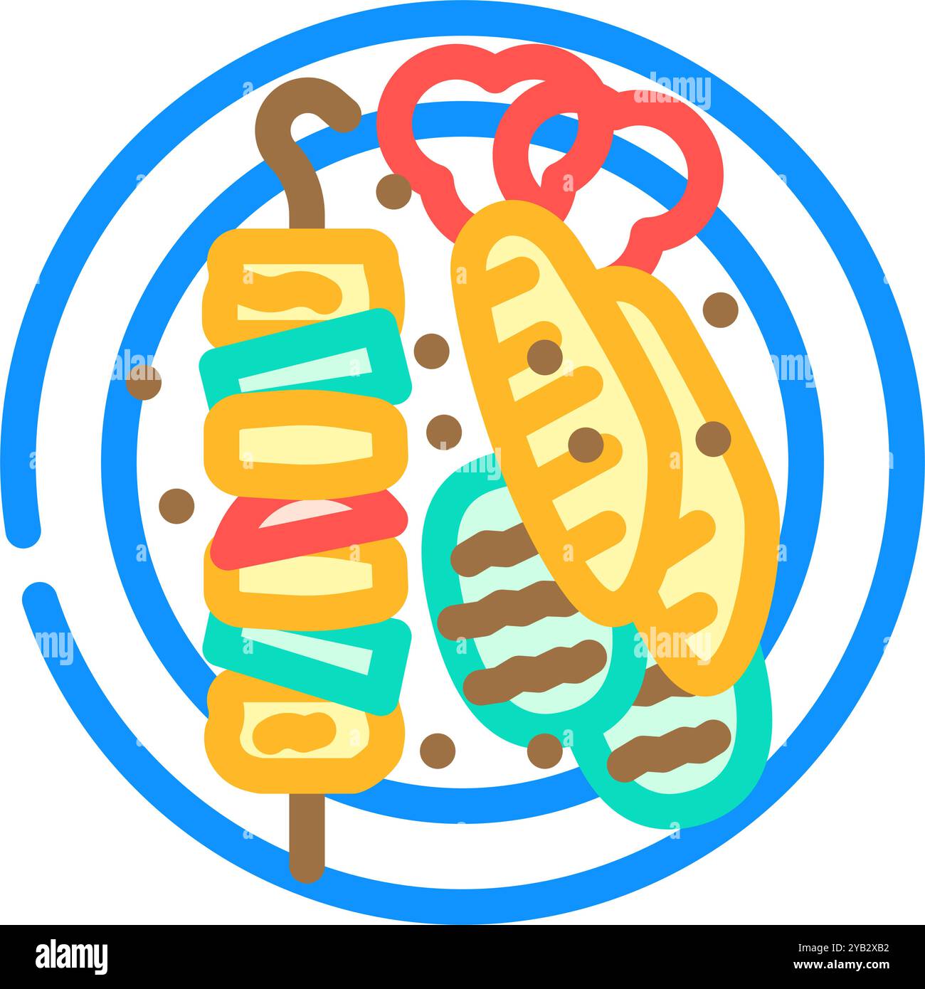 grilled vegetables vegan food color icon vector illustration Stock ...