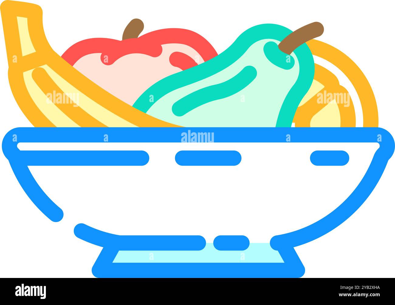 fruit bowl vegan food color icon vector illustration Stock Vector Image ...