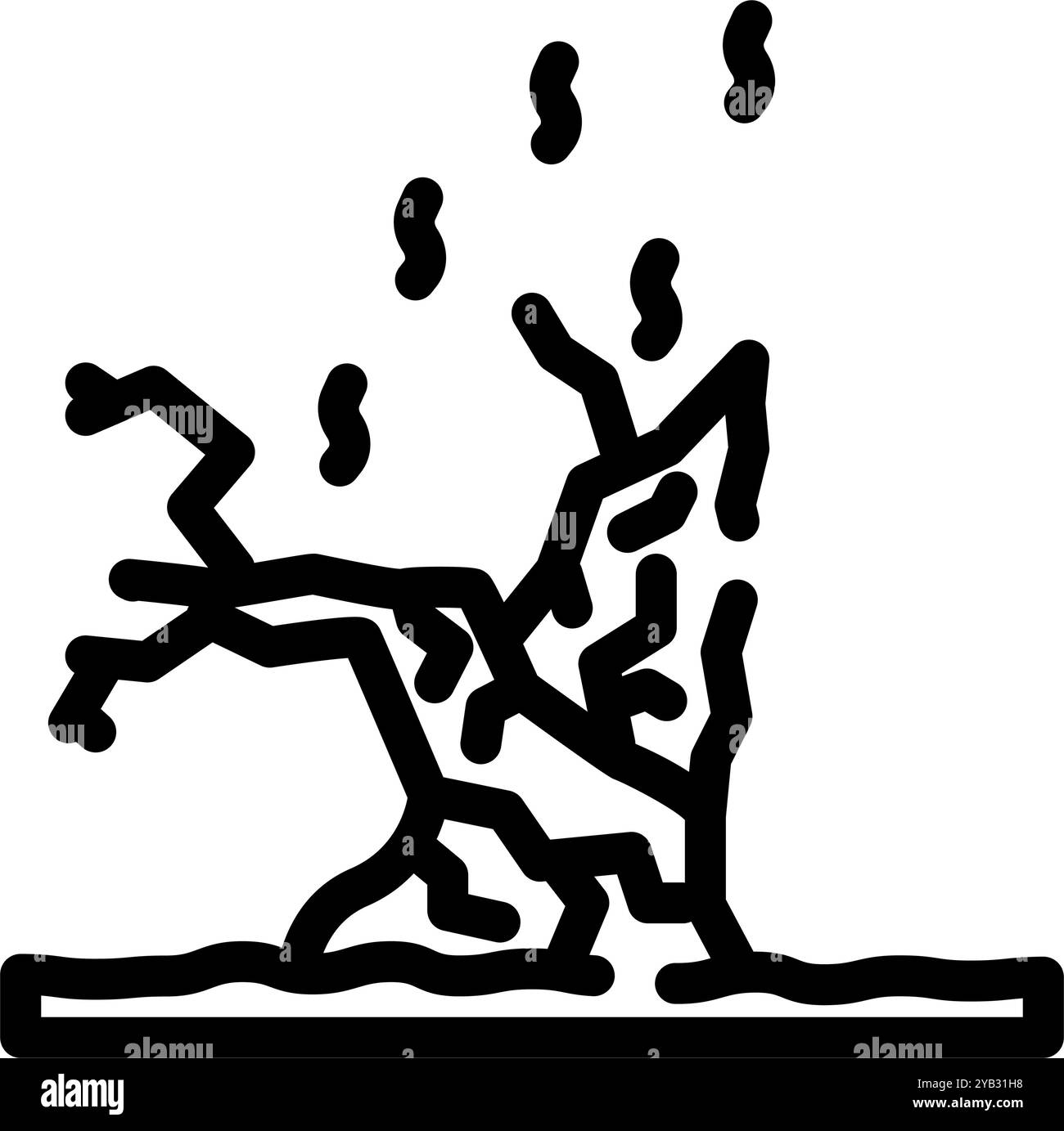 charred tree trunk wildfire disaster line icon vector illustration ...
