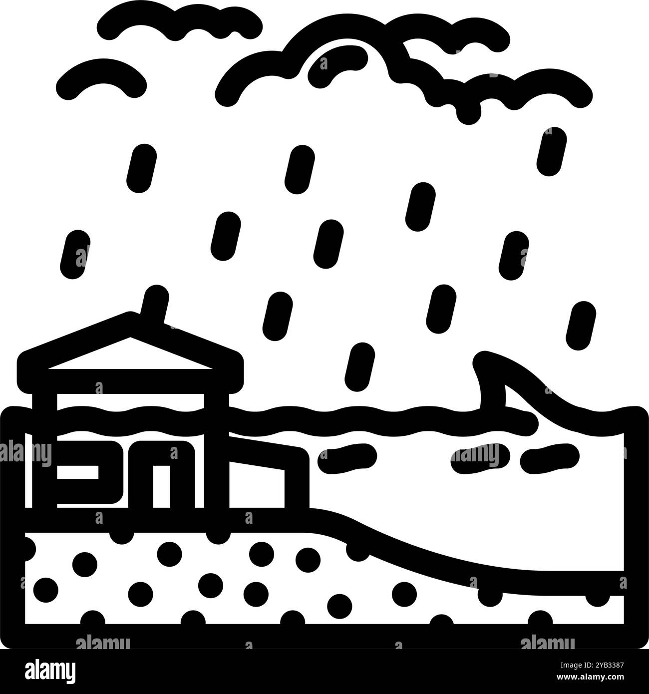 storm surge flooding hurricane disaster line icon vector illustration ...