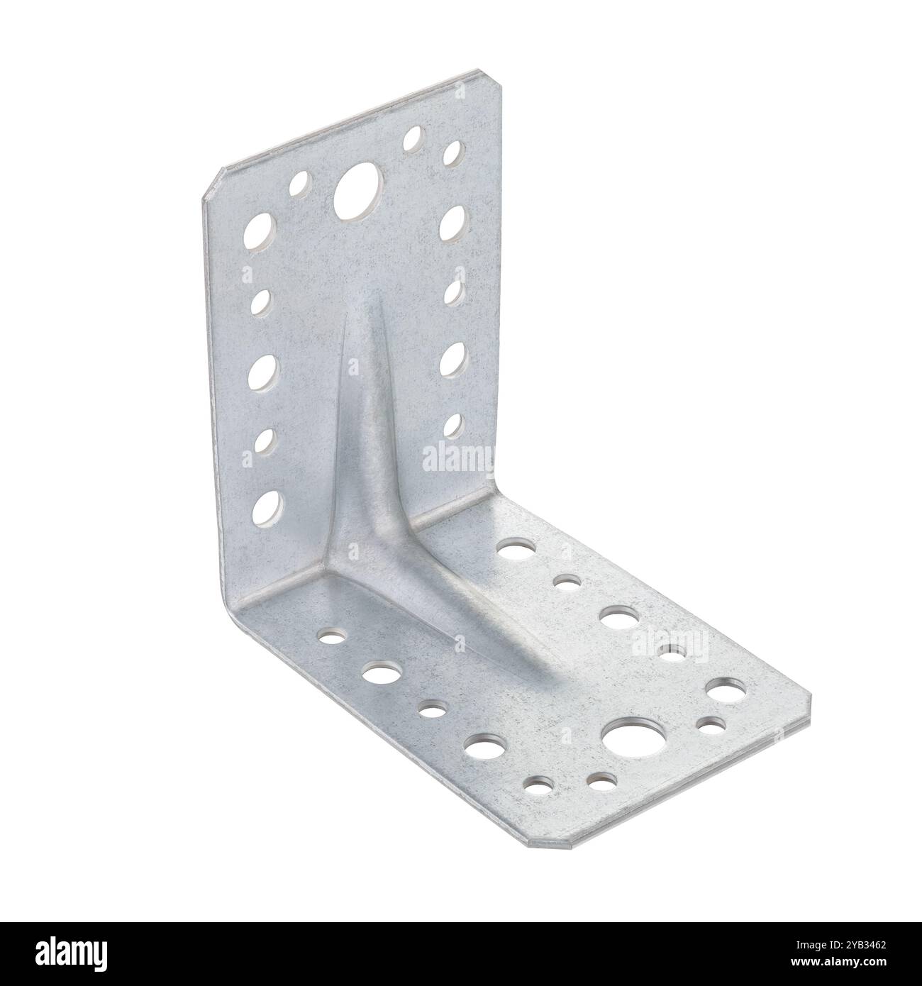 Metal mounting angle perforated, galvanized, isolated on white ...