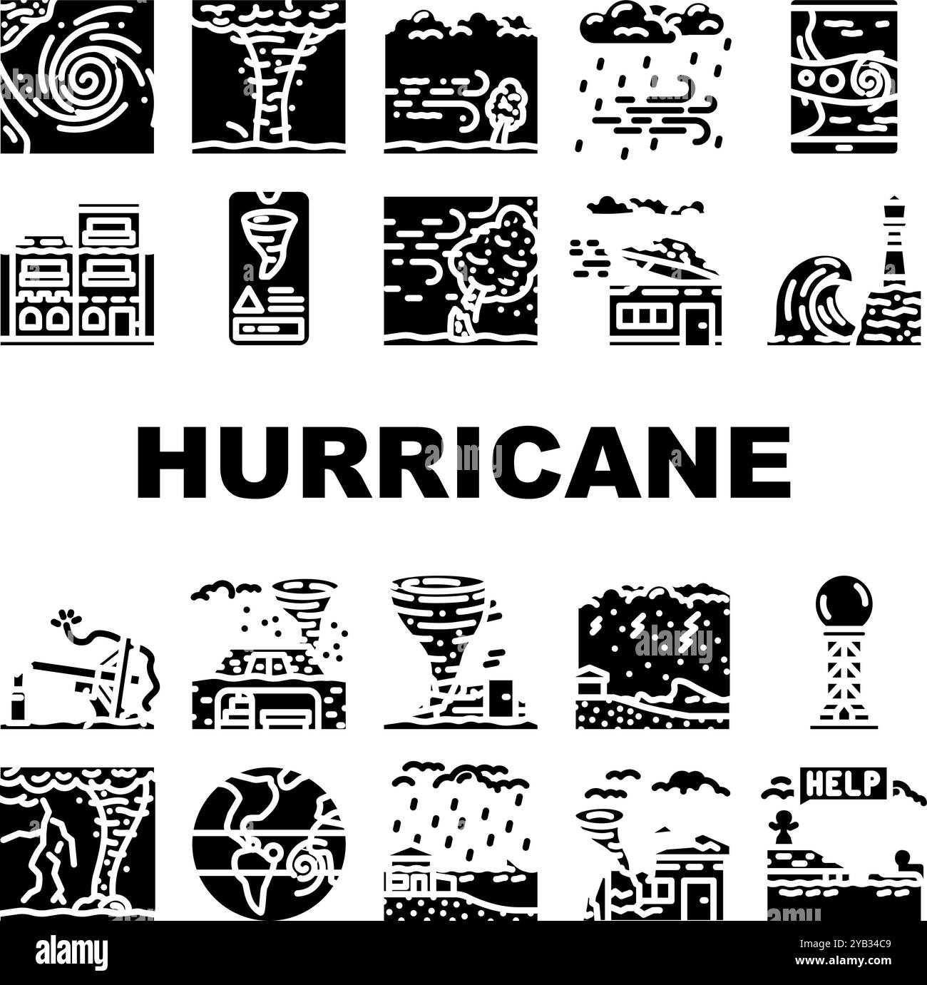 hurricane cyclone storm wind icons set vector Stock Vector Image & Art ...