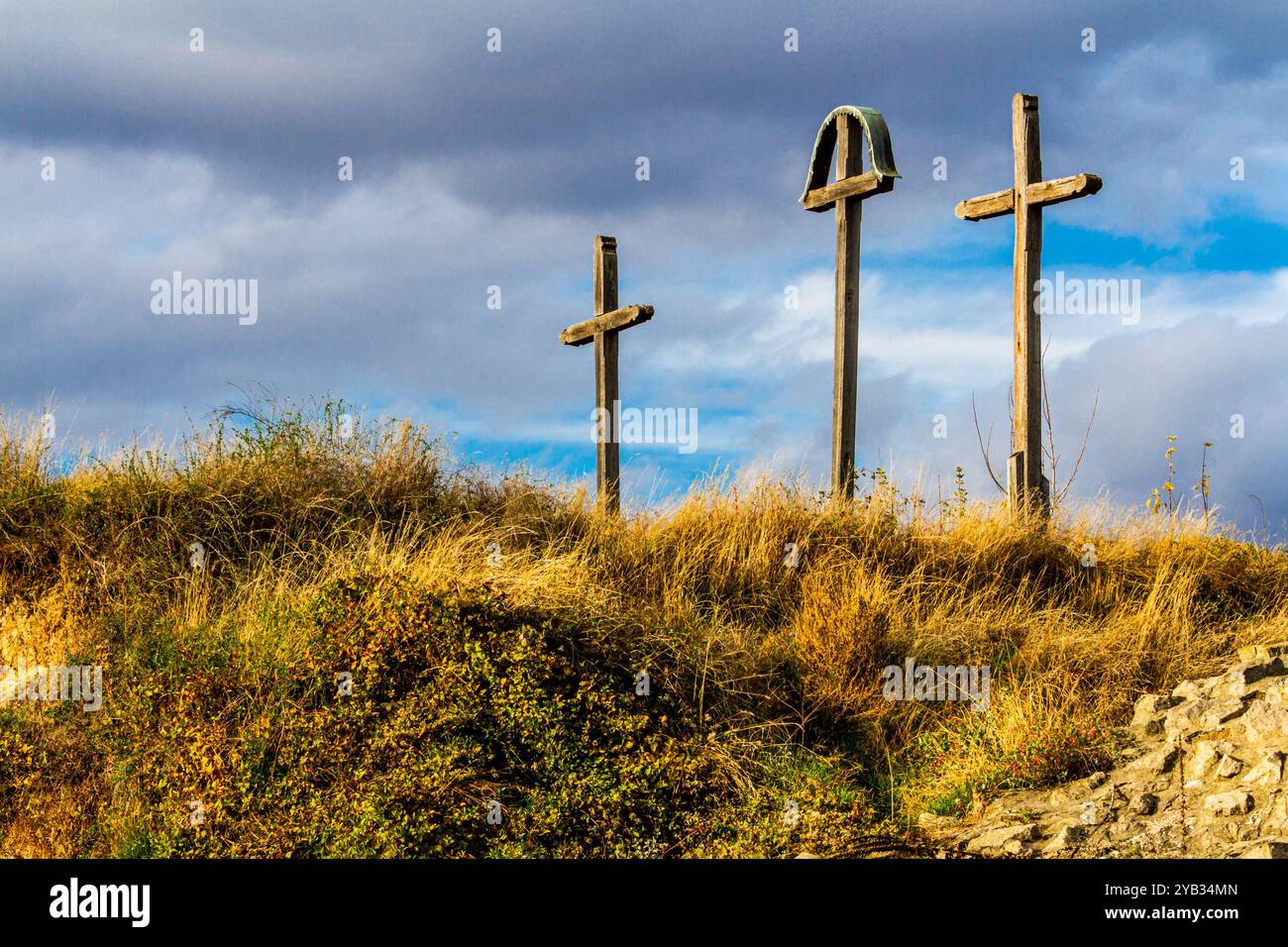 Three memorial crosses. Wooden crosses to the Siege of Eger, Eger ...
