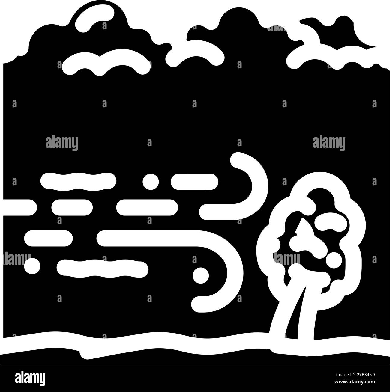 wind gusts hurricane disaster glyph icon vector illustration Stock ...