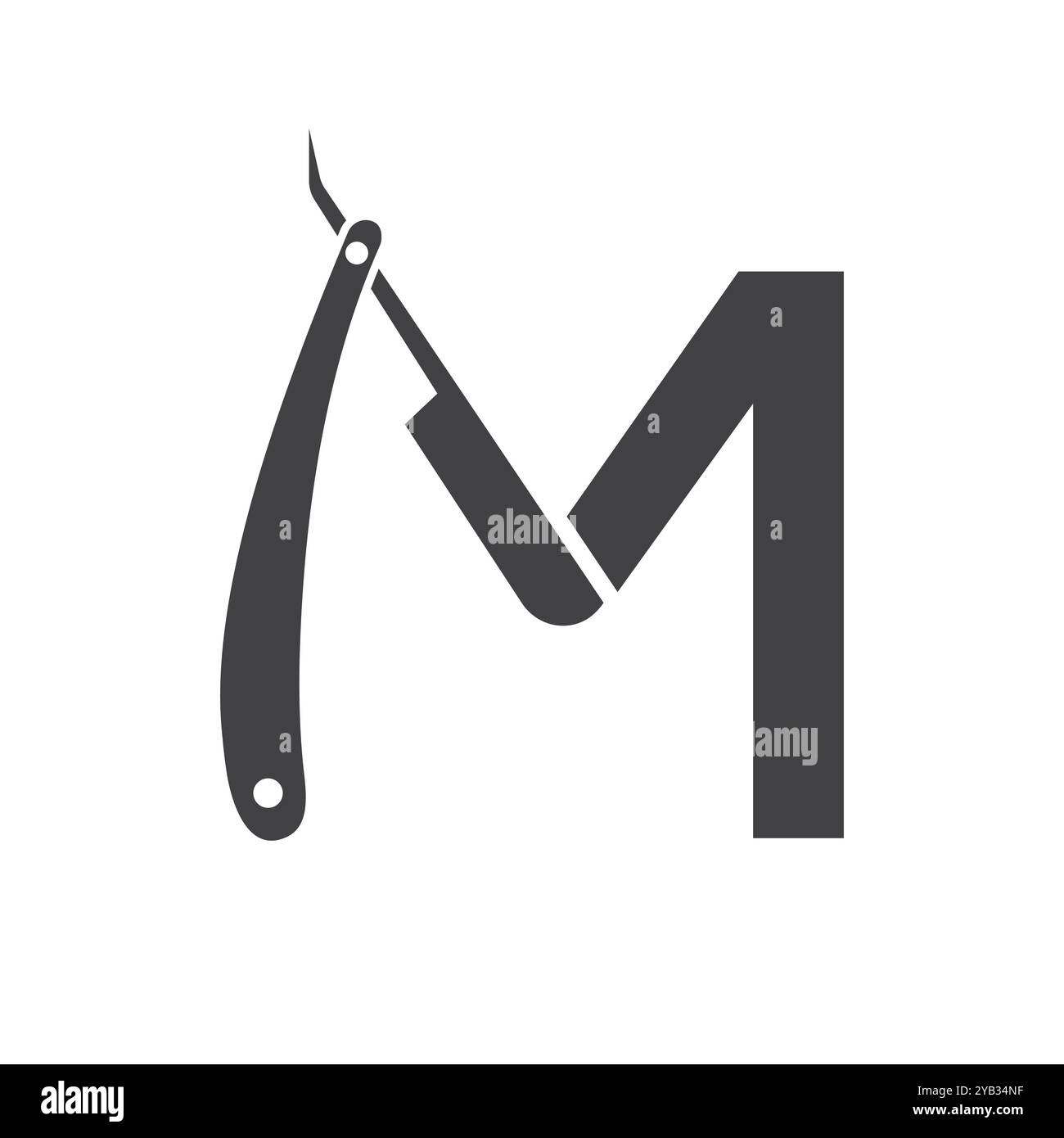 Letter M Salon Logo Concept With Razor Symbol Stock Vector Image & Art ...