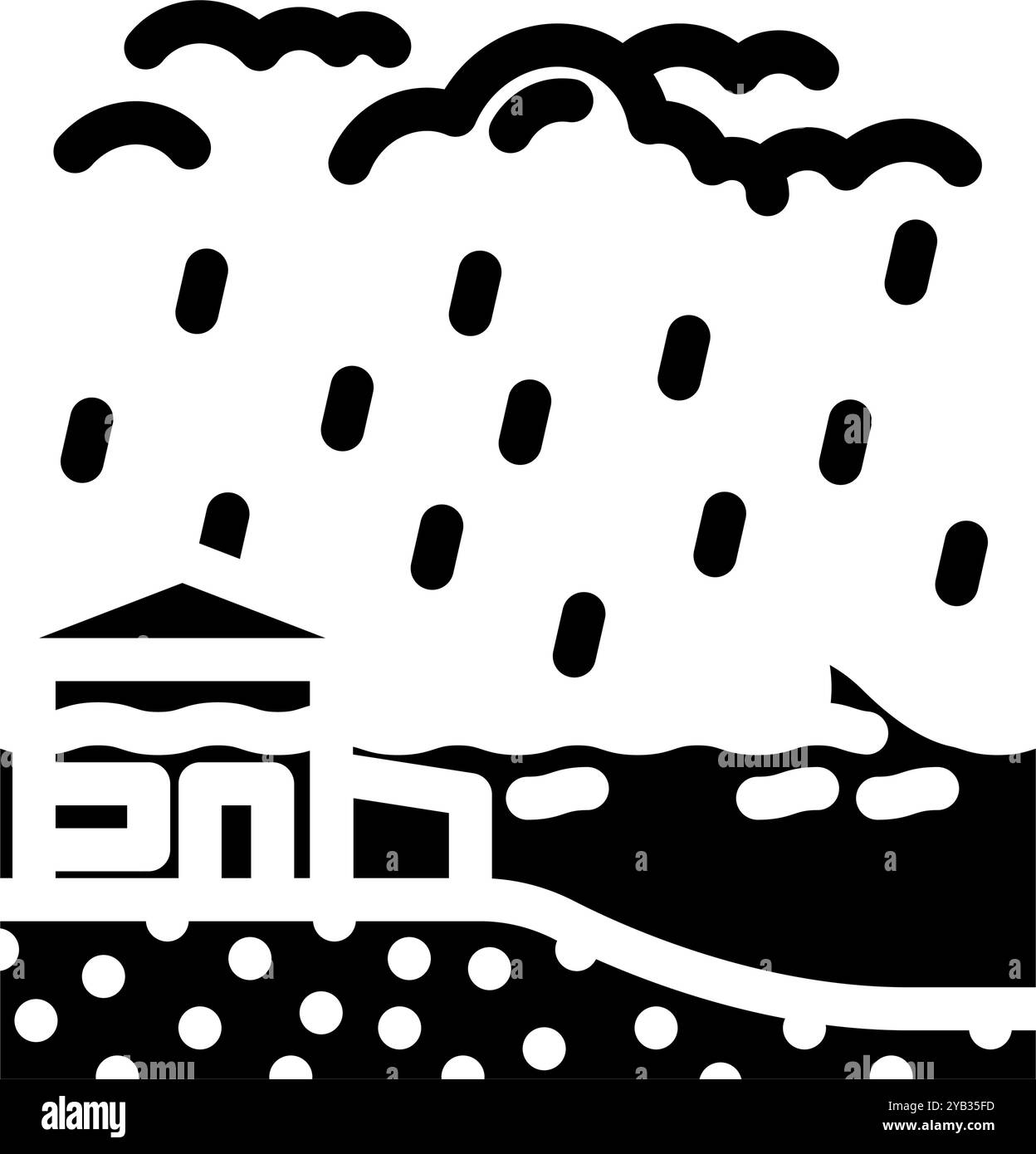 storm surge flooding hurricane disaster glyph icon vector illustration ...