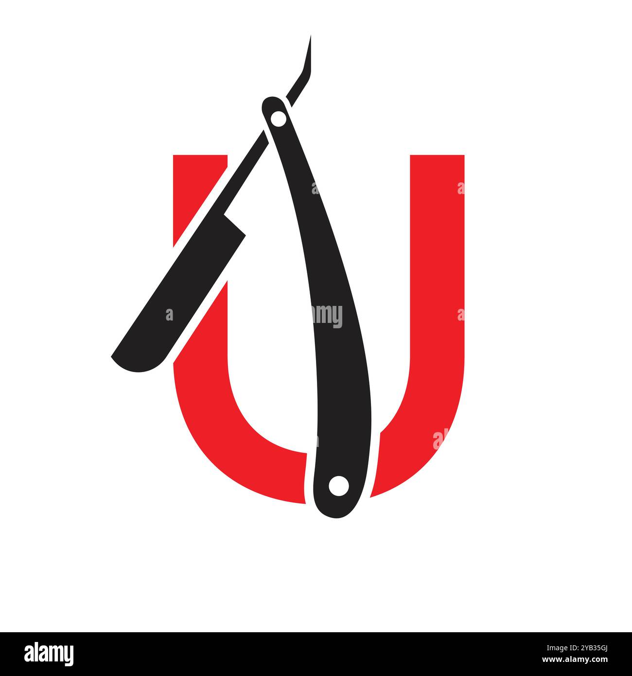 Letter U Salon Logo Concept With Razor Symbol Stock Vector Image & Art ...
