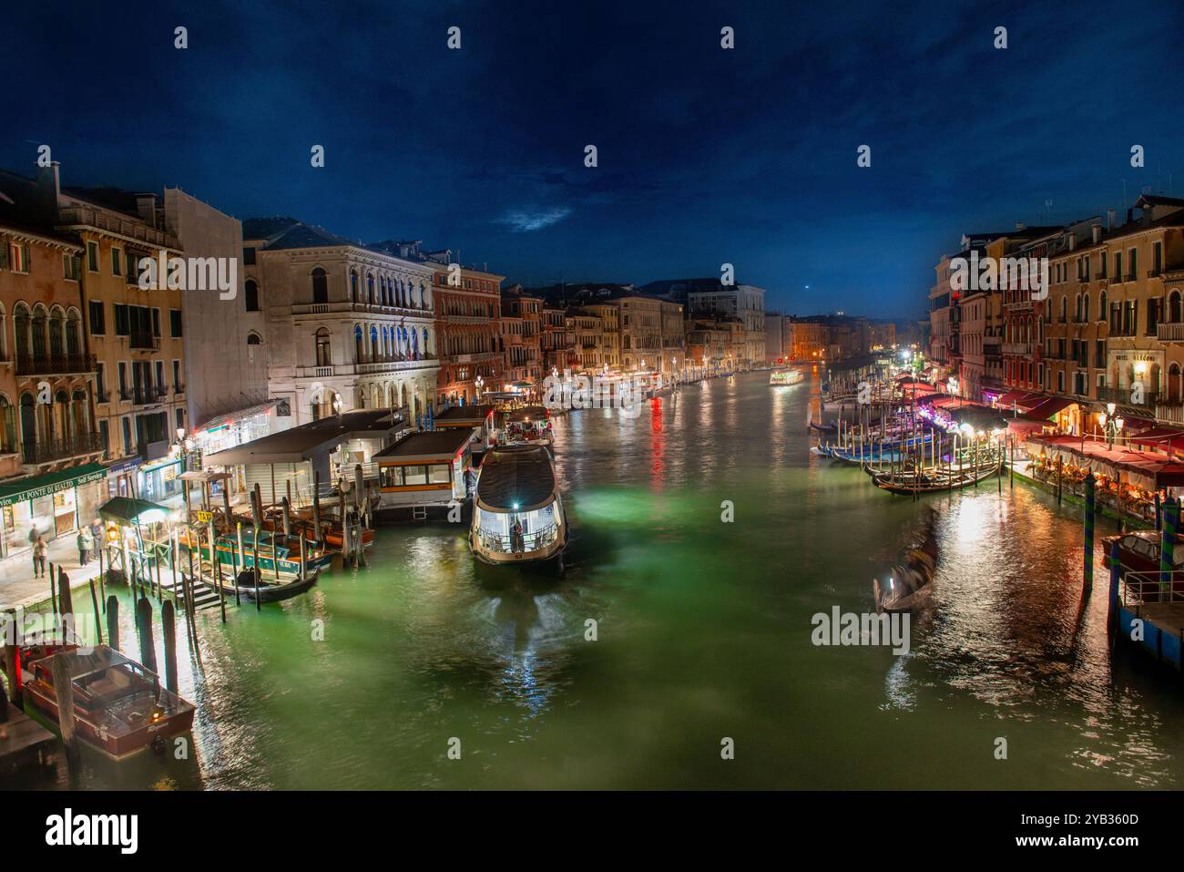 Venice Italy 9 October 2024:Boats on the Grand Canal in Venice at night ...