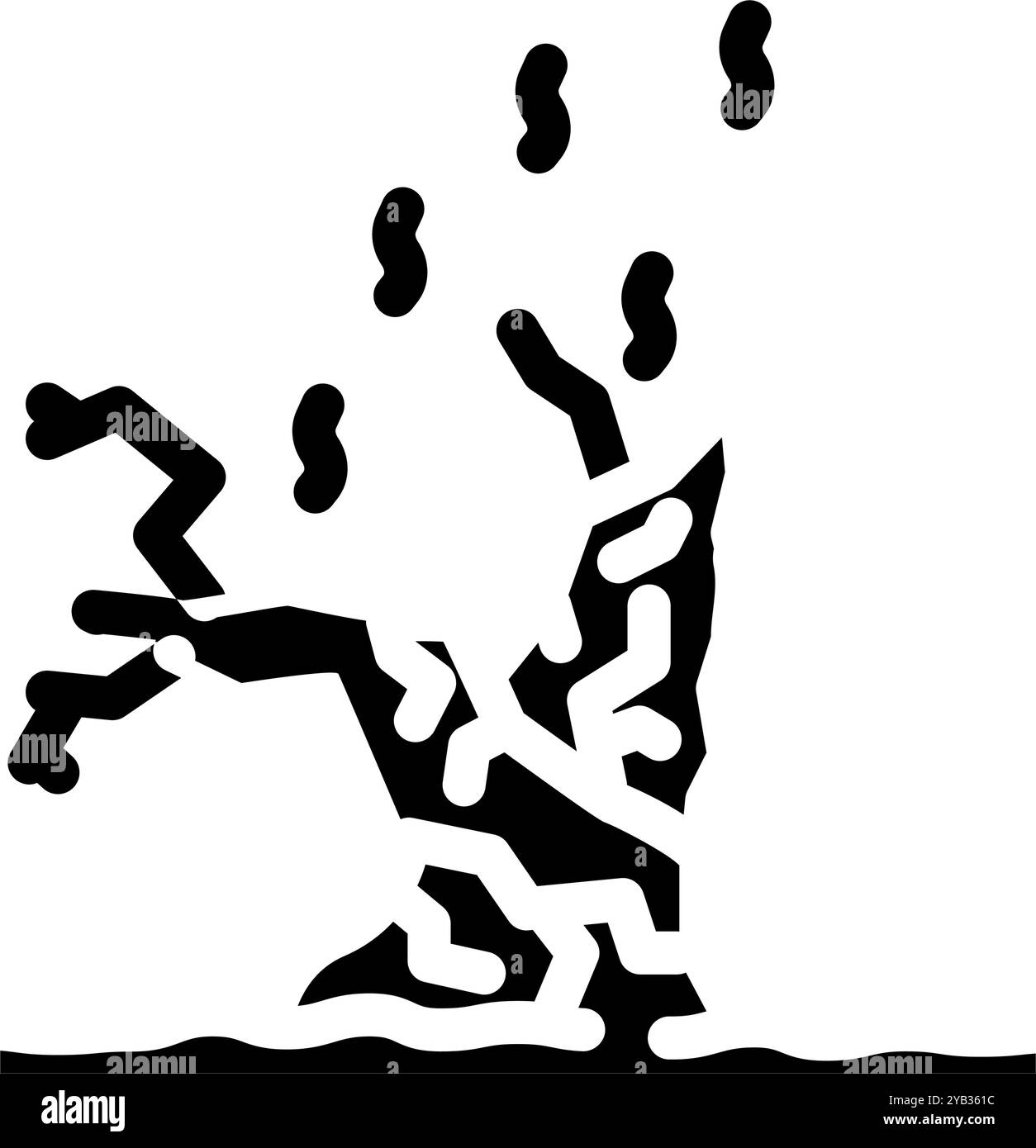 charred tree trunk wildfire disaster glyph icon vector illustration ...