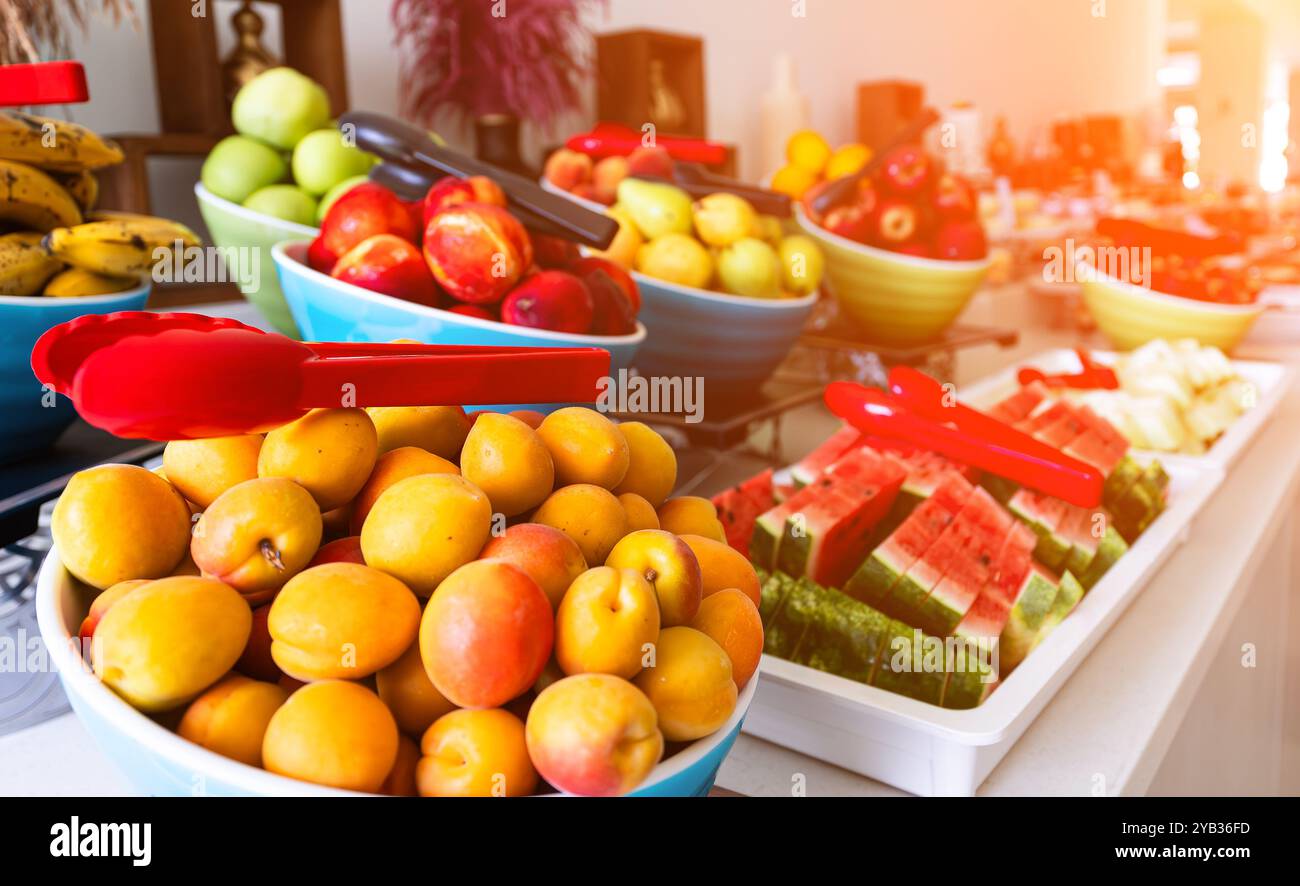 Fruit plates. All inclusive food concept Stock Photo - Alamy