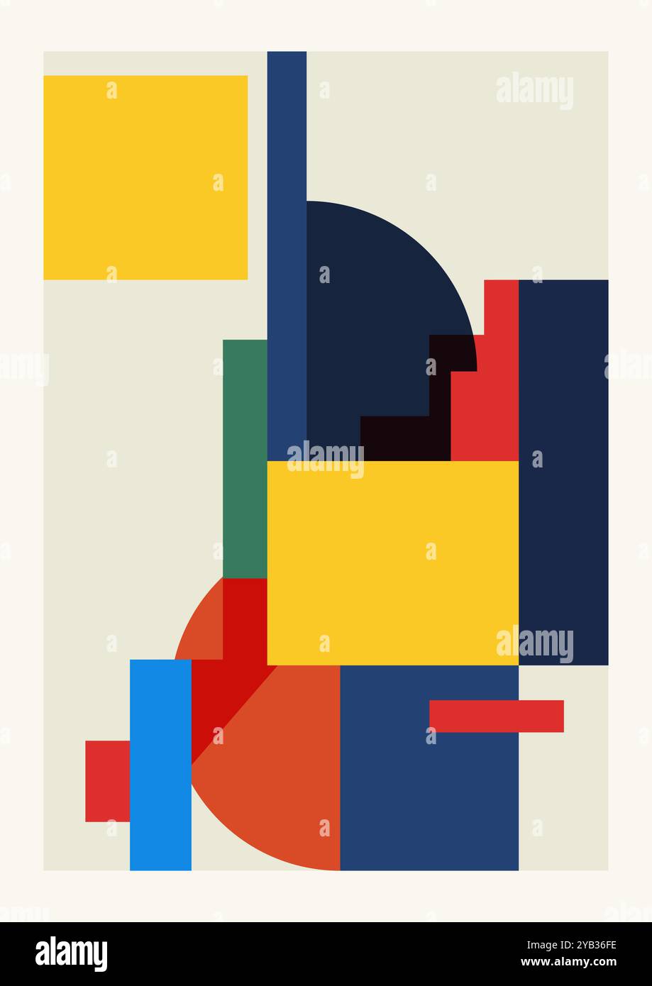 Abstract mid century colorful poster with geometric shapes. Modern ...