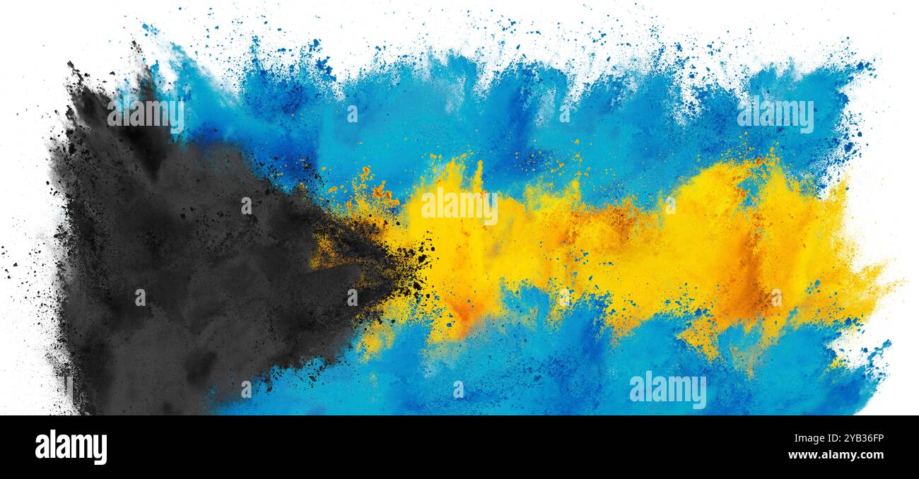 colorful flag of bahamas with turquoise blue yellow and black color ...