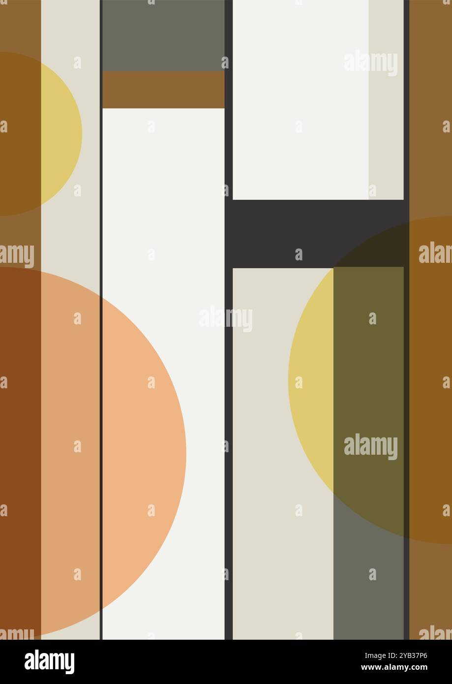 Modern simple abstract poster with geometric shapes. Mid century modern printable wall art decor ...