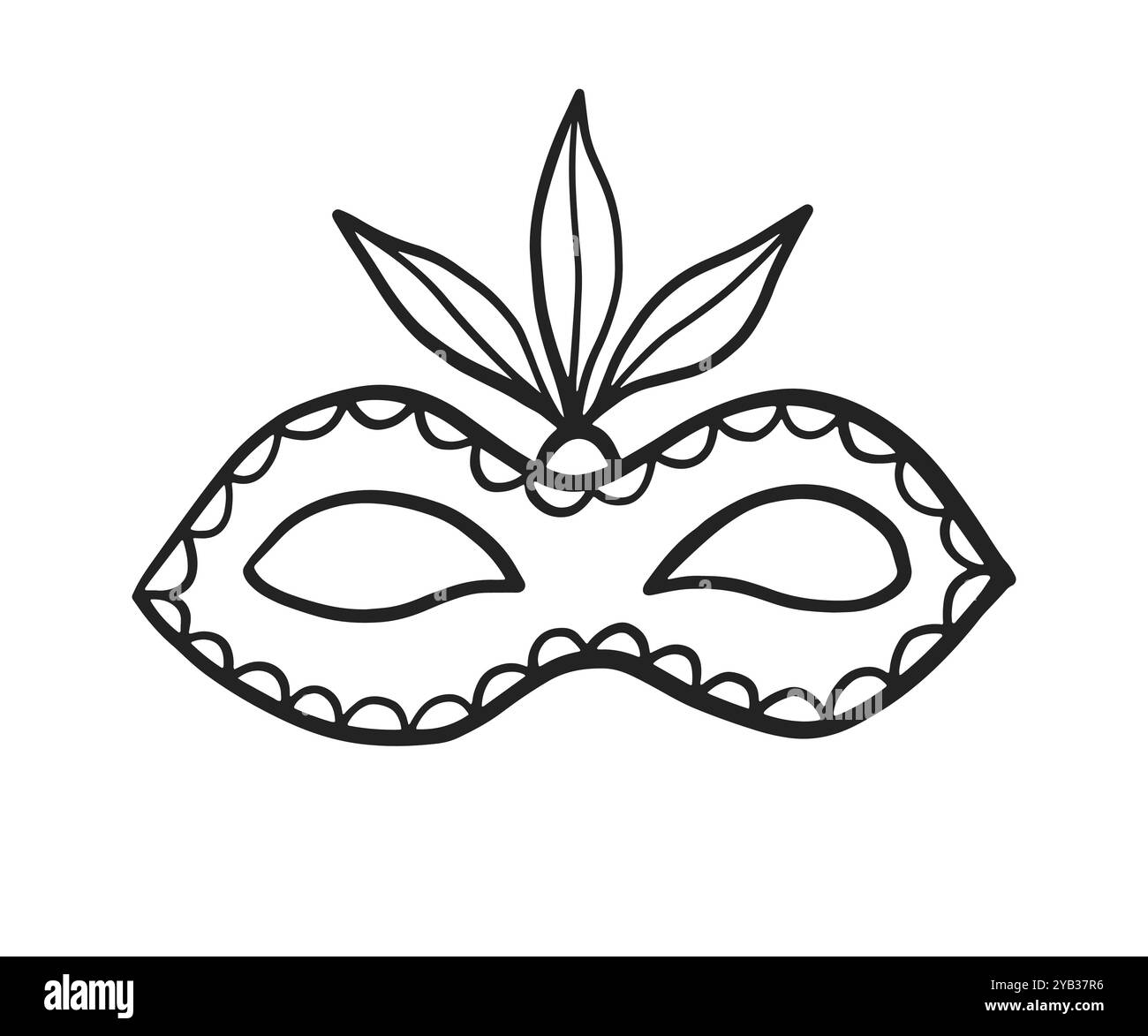 Venetian Carnival Mask Vector Outline Doodle Icon Stock Vector Image ...
