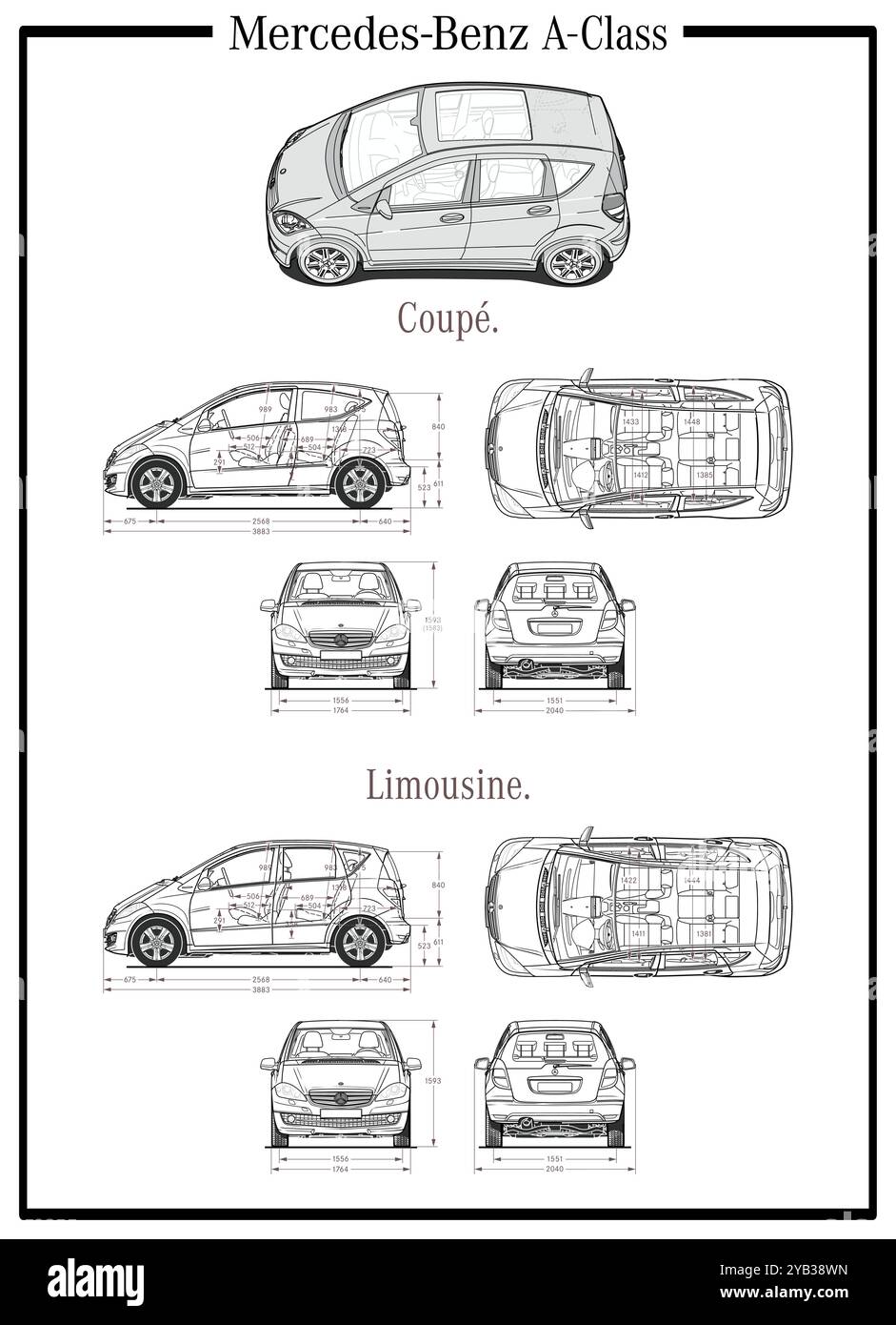 Mercedes Class A 2009 car blueprint Stock Vector Image & Art - Alamy