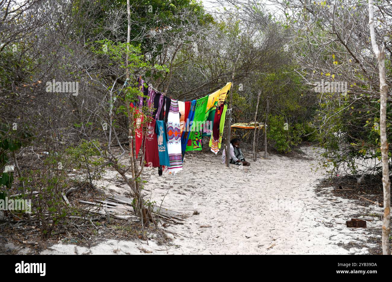 The Three Bays, coast near Antsiranana. Traditional clothing sale ...
