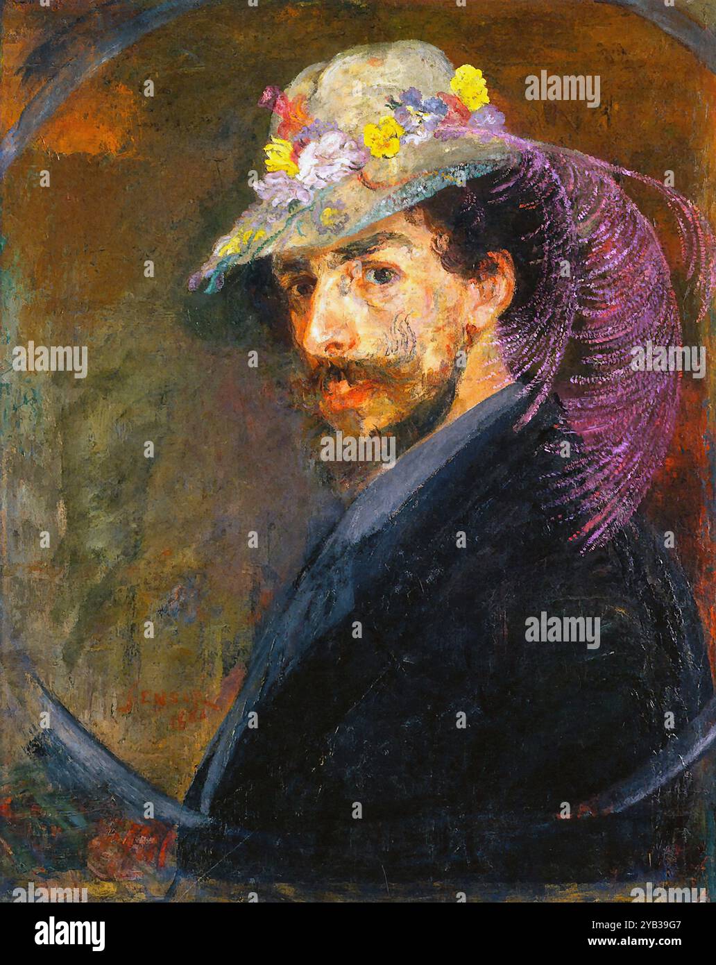 Ensor, James - Self Portrait with Flowered Hat Stock Photo - Alamy