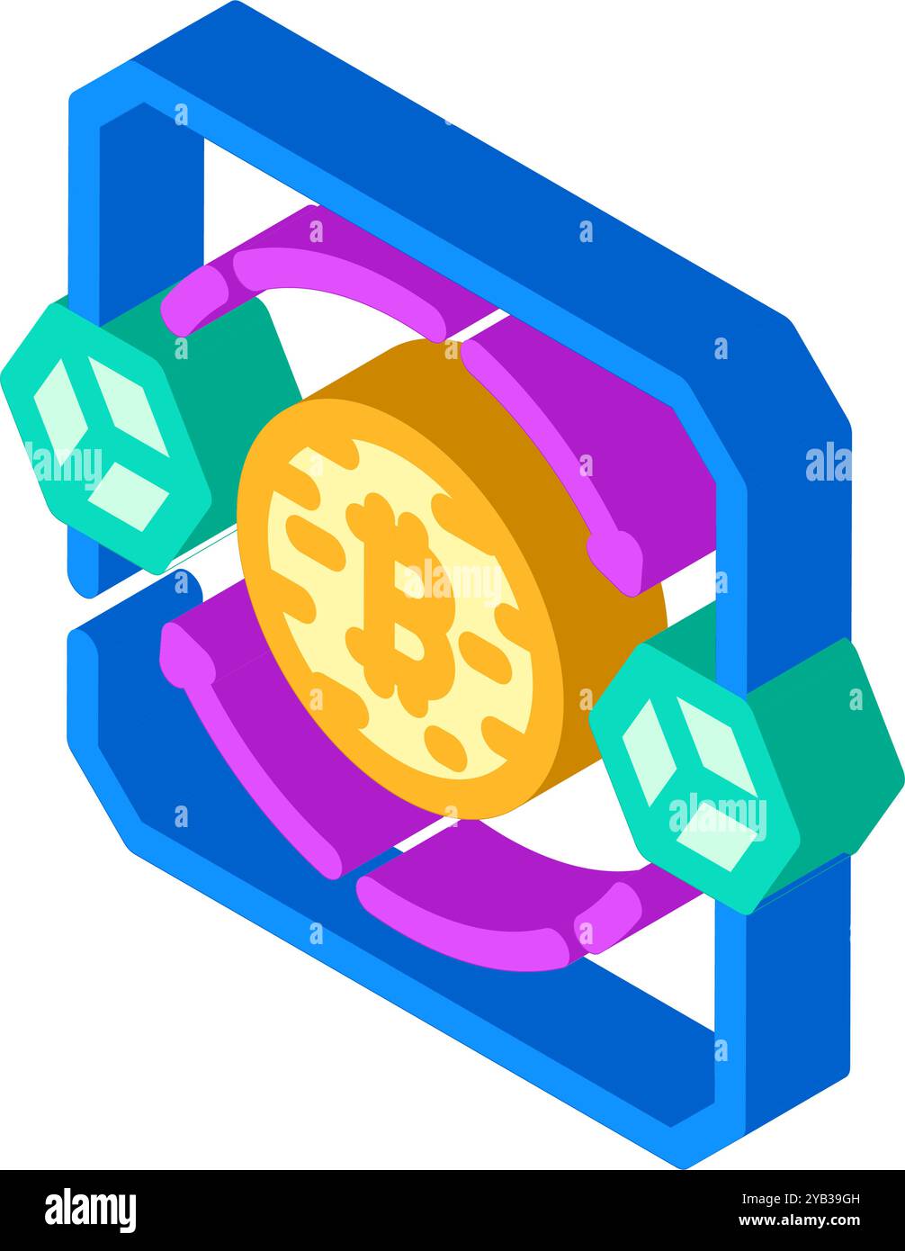 blockchain transaction cryptocurrency mining isometric icon vector ...