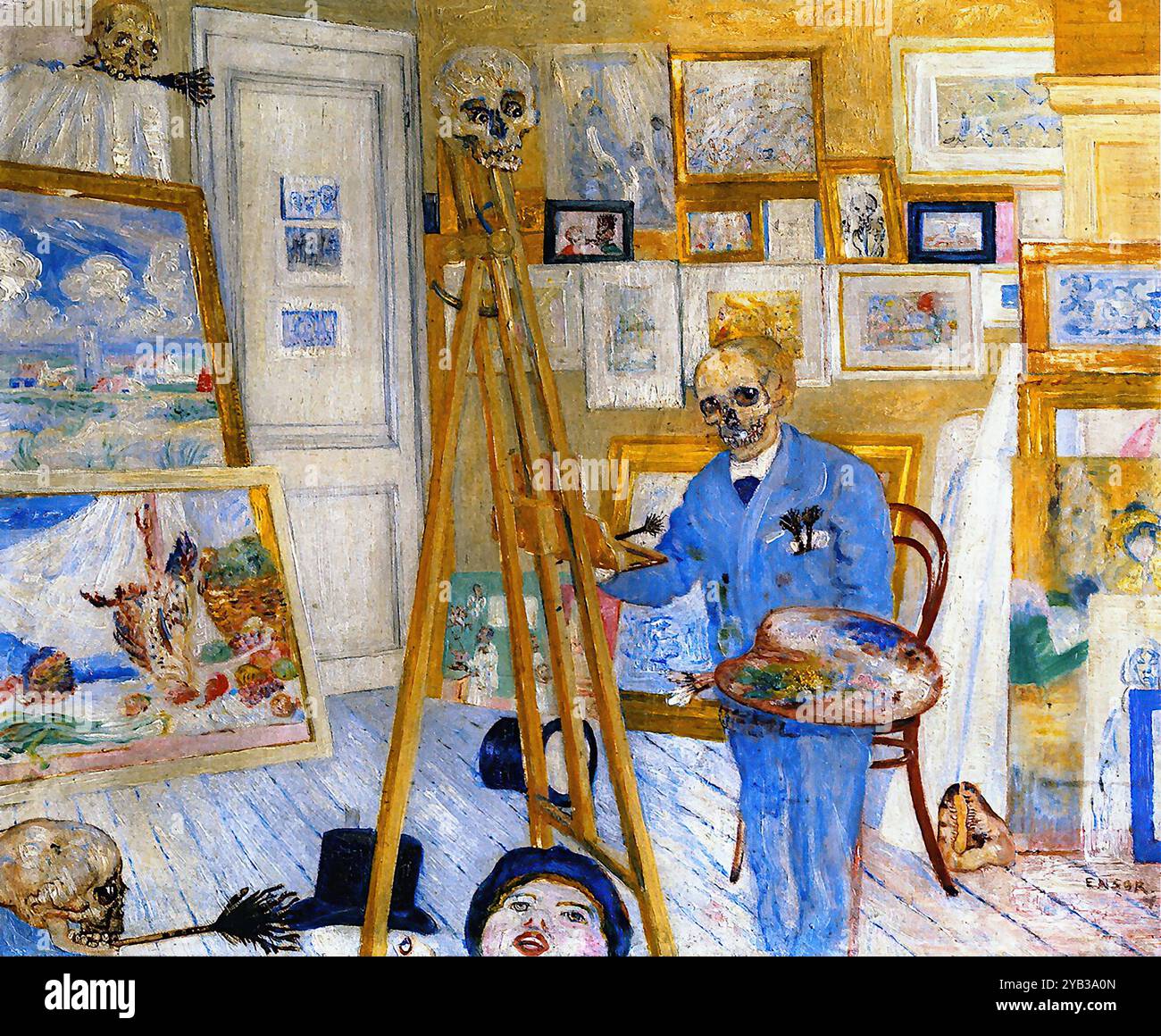 Ensor, James - the Skeleton Painter Stock Photo - Alamy
