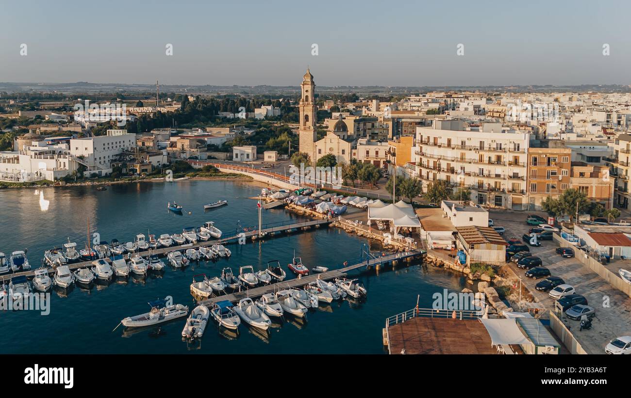 Mola di Bari, Italy - 23 August 2024: Areal view of the beautiful ...