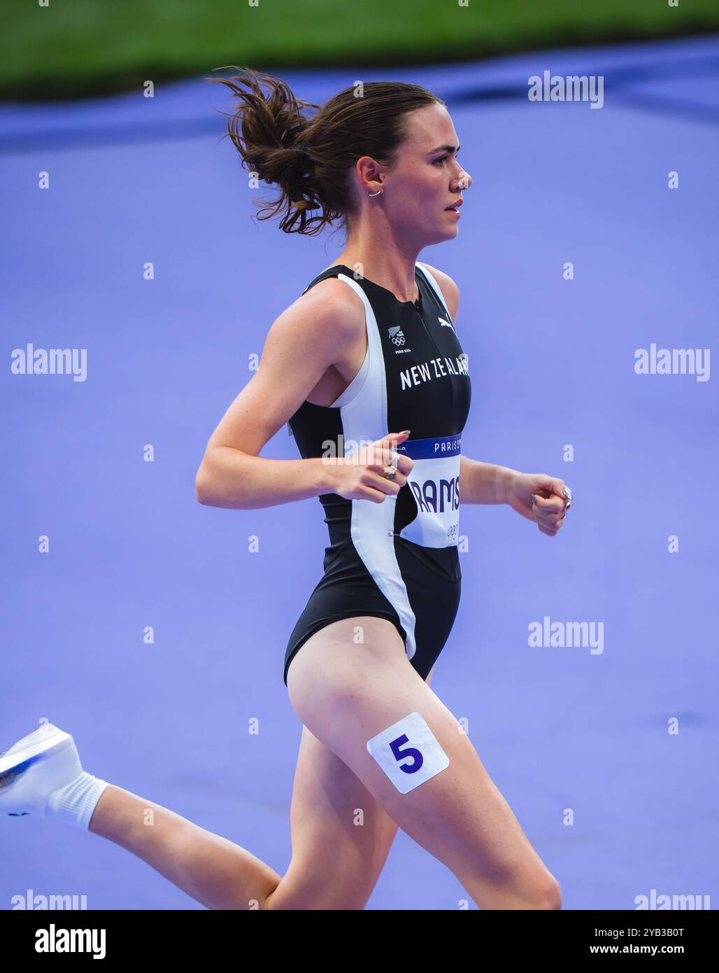 Maia Ramsden participating in the 1500 meters at the Paris 2024 Olympic ...