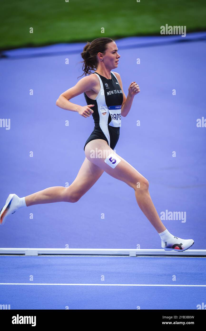 Maia Ramsden participating in the 1500 meters at the Paris 2024 Olympic ...