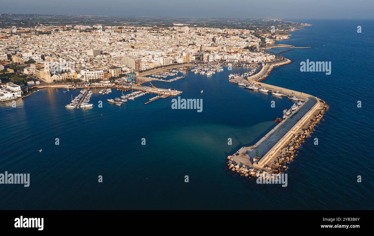 Mola di Bari, Italy - 23 August 2024: Areal view of the beautiful ...