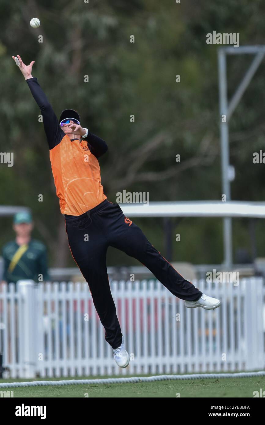 A Perth Scorchers fielder attempts to catch the ball as it goes over ...