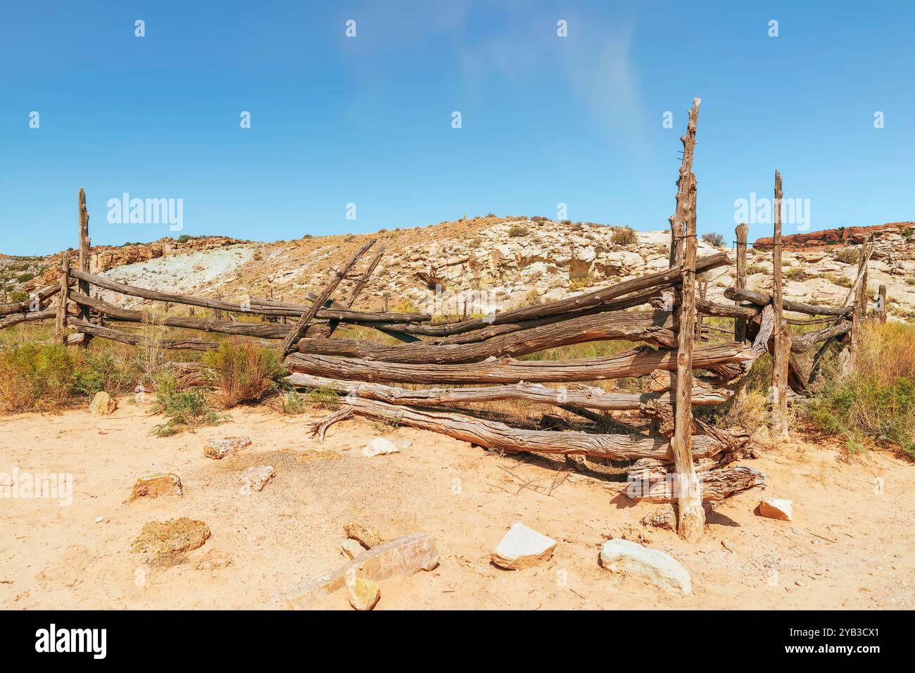 Split rail wood fence around the historic Wolfe Ranch in Arches ...