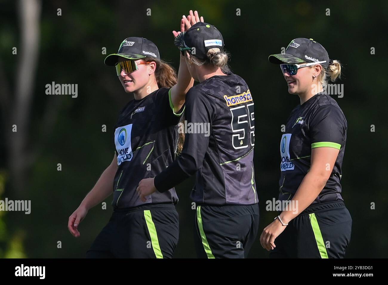 Hannah Darlington of Sydney Thunder celebrates taking a catch to ...