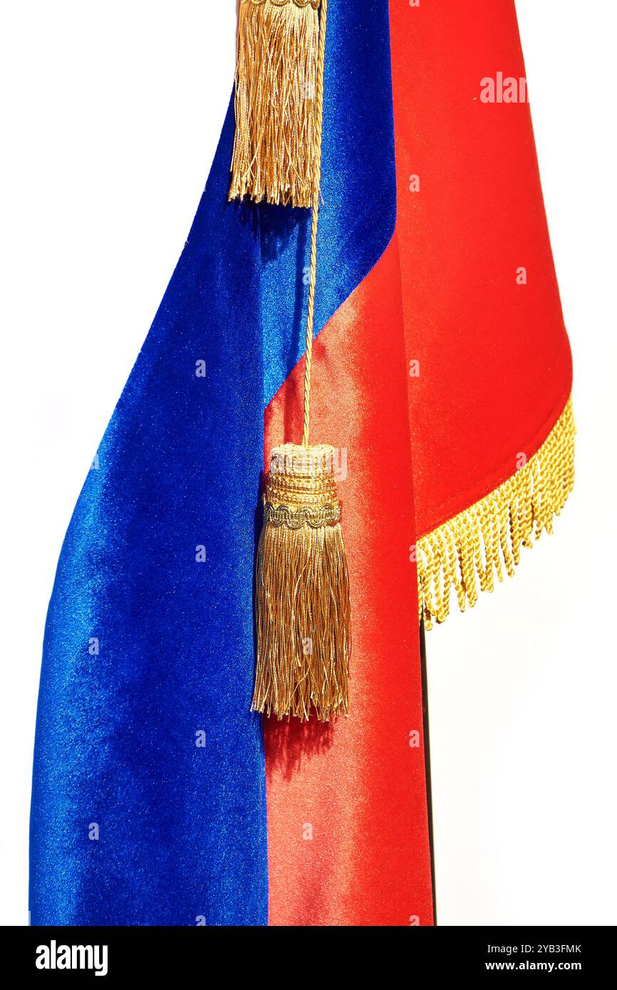 State flag of Russia with fringes and tassels isolated white Stock ...