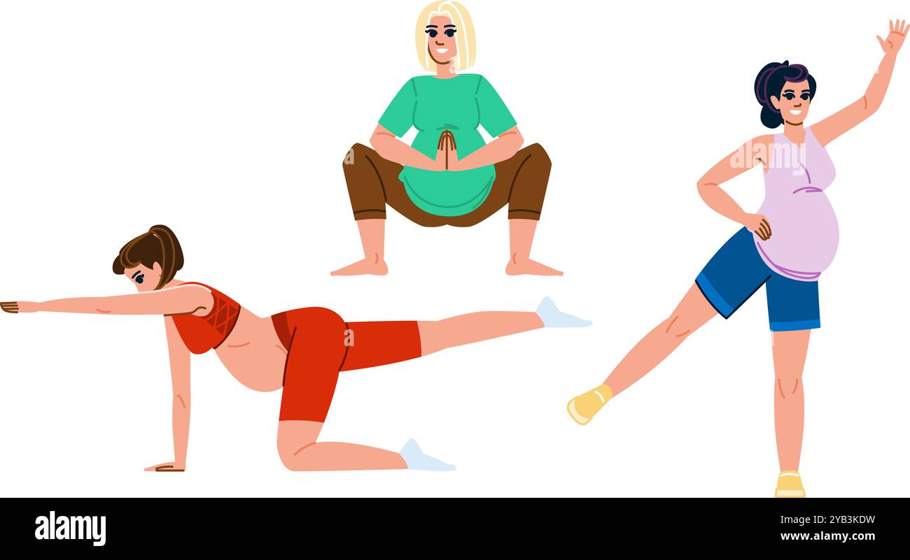 yoga pregnant fitness exercises vector Stock Vector Image & Art - Alamy
