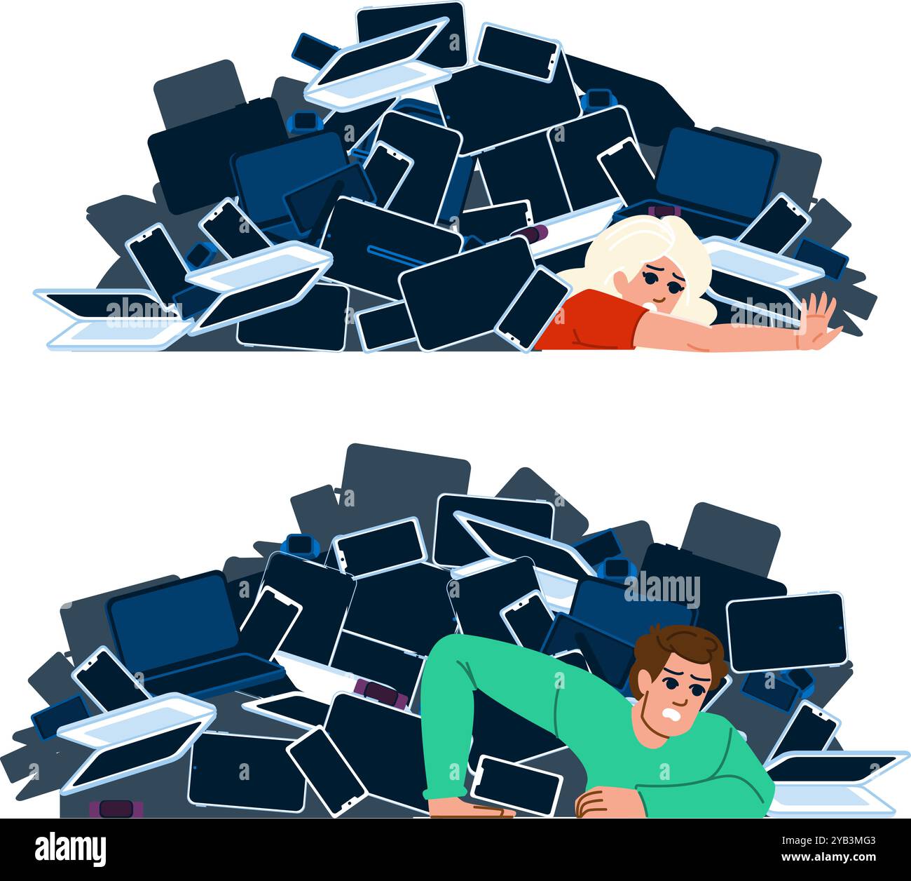 Fatigue stress technology overload vector pressure multitasking hi-res stock photography and ...