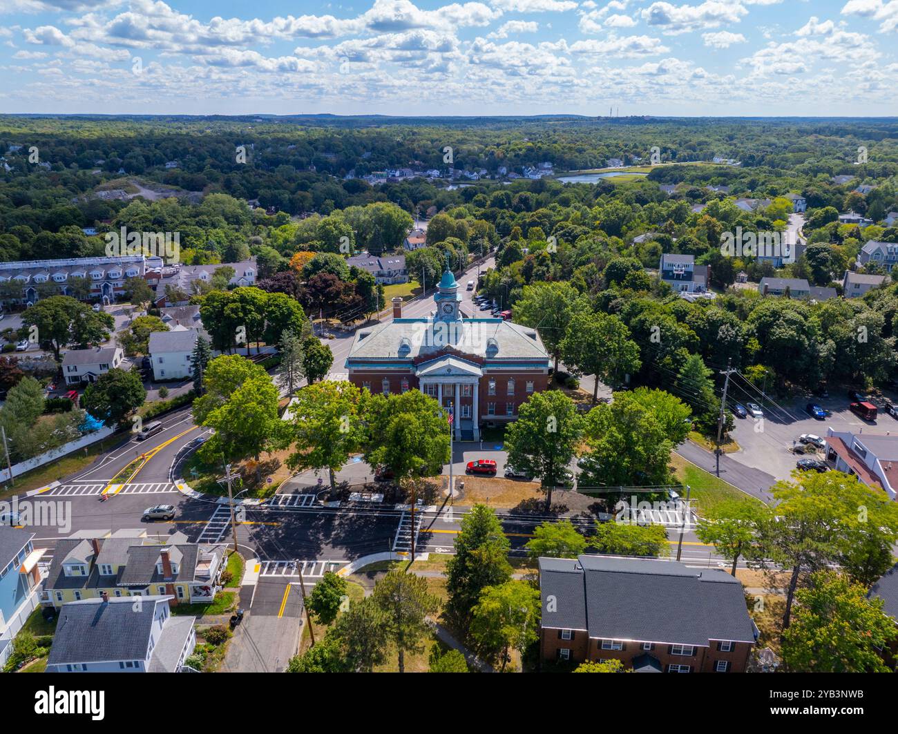 Hull Town Hall aerial view on Atlantic Avenue in Atlantic district in ...