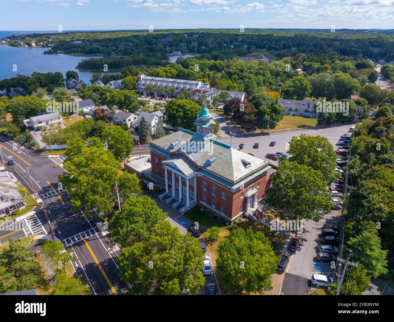 Hull Town Hall aerial view on Atlantic Avenue in Atlantic district in ...