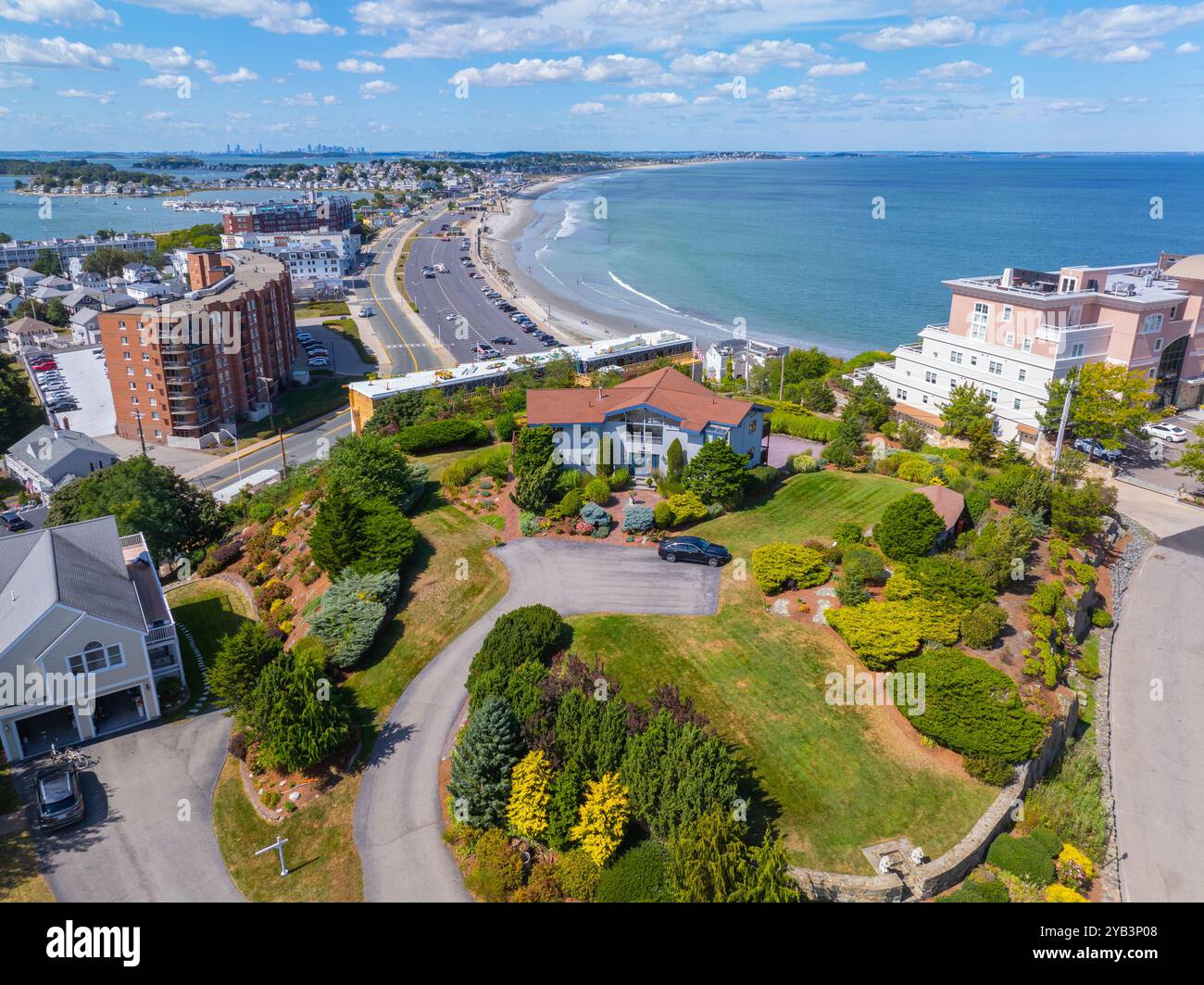 Atlantic district aerial view along the coast near Nantasket Beach in ...