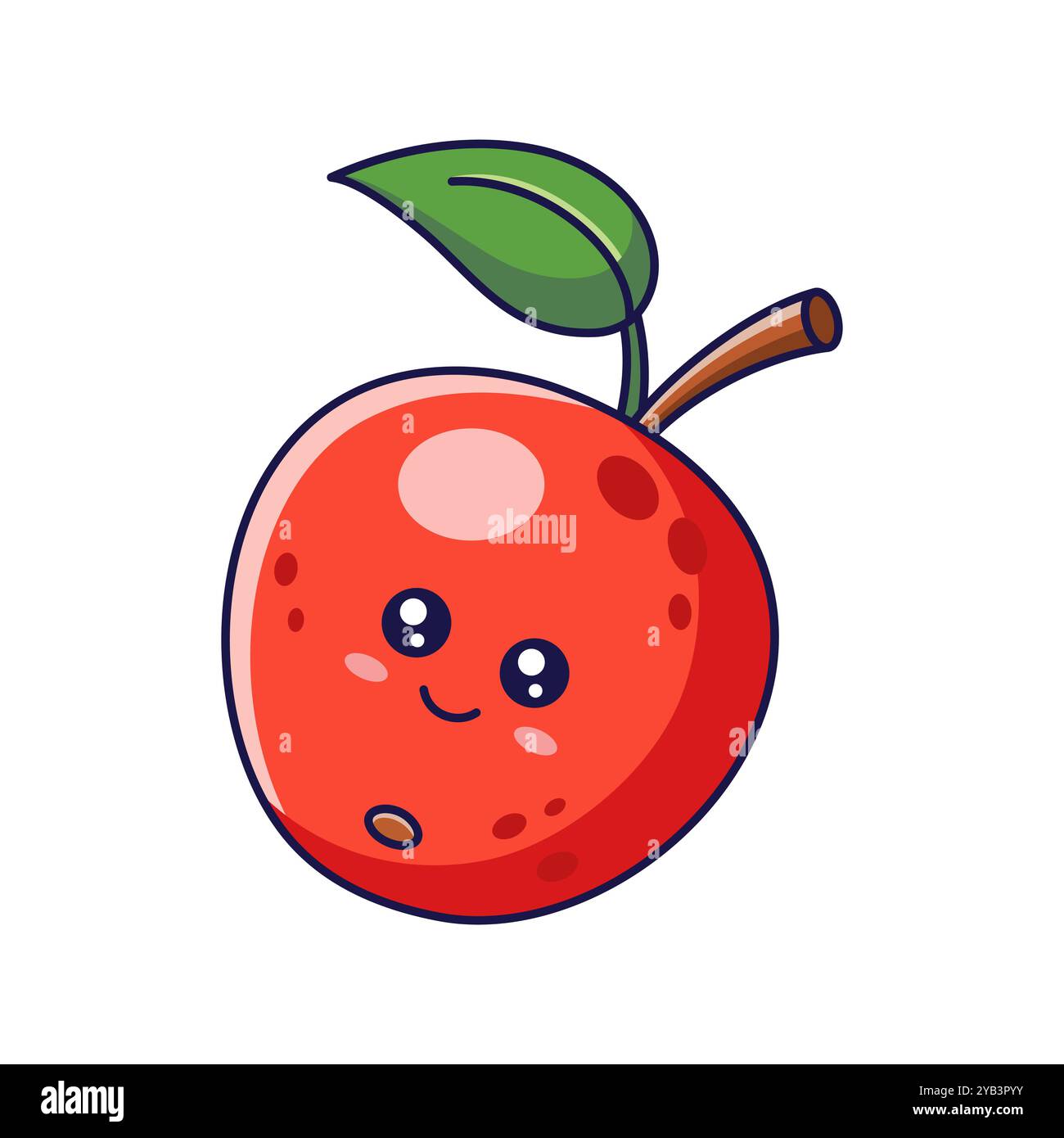 Cute Kawaii Apple character. Vector hand drawn cartoon icon ...