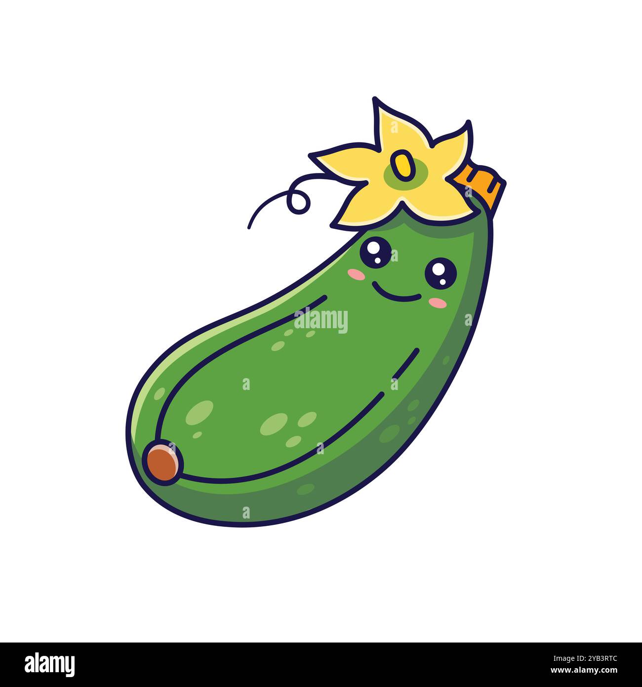 Cute Kawaii zucchini cartoon icon illustration. Food vegetable flat ...