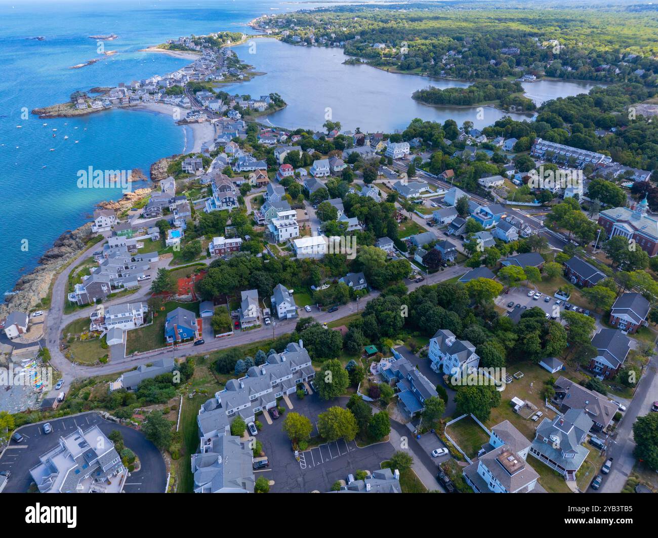 Atlantic district aerial view along the coast near Nantasket Beach in ...