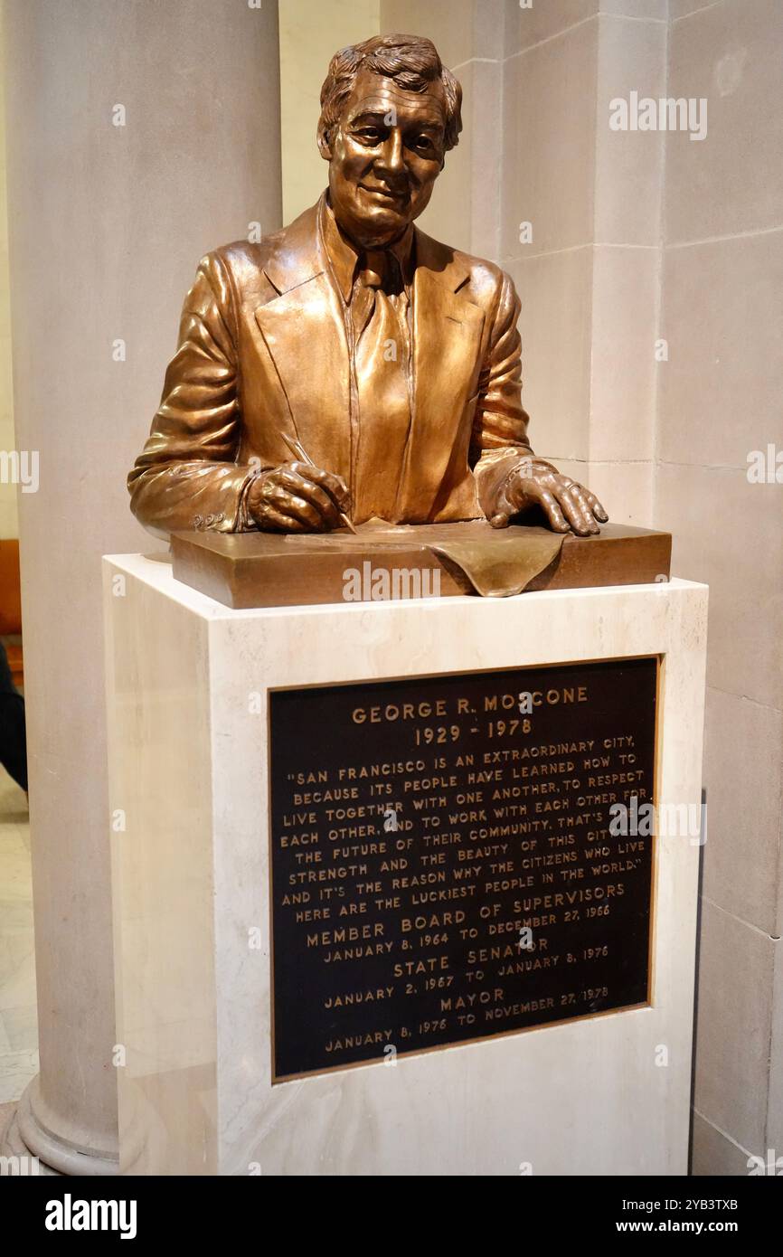 Statue of George R Moscone, former Mayor, in City Hall Stock Photo - Alamy