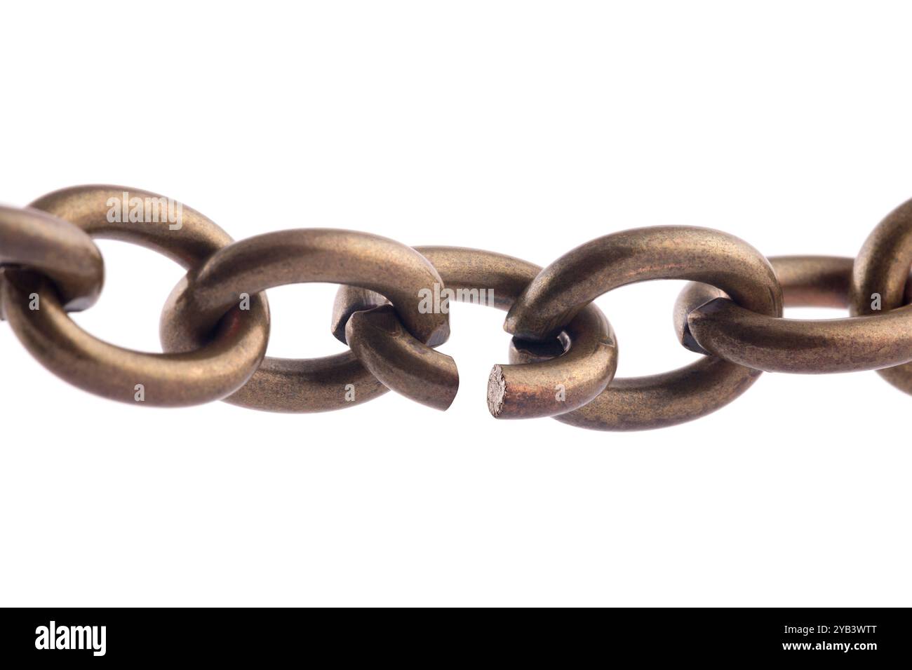 Broken metal chain isolated on white background, concept of freedom ...