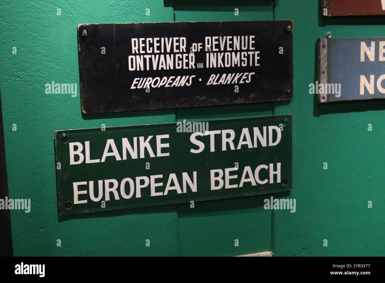 English and Afrikaans sign with apartheid rules at Apartheid Museum ...