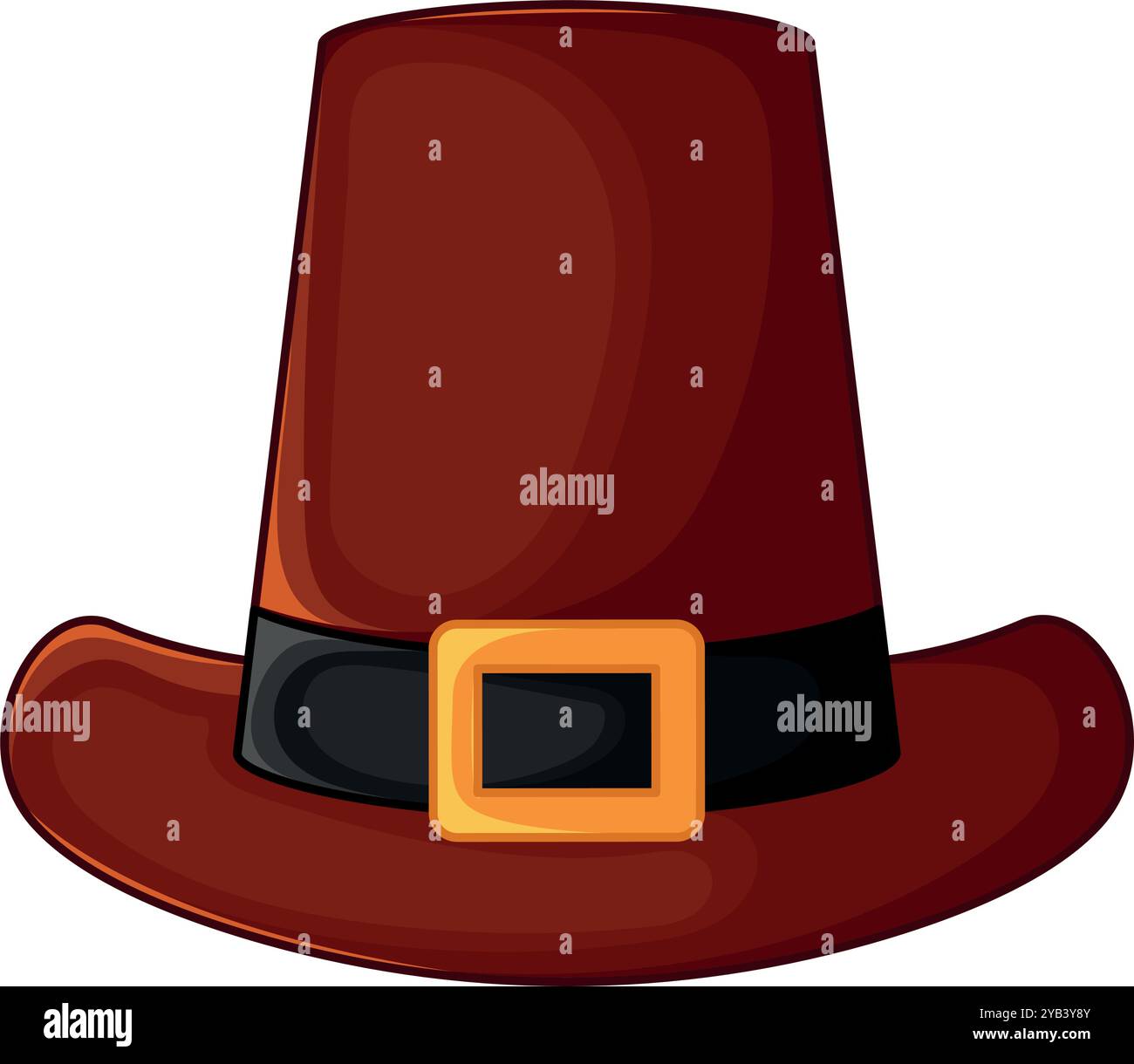 Brown pilgrim hat with black band and buckle, Vector Stock Vector Image ...