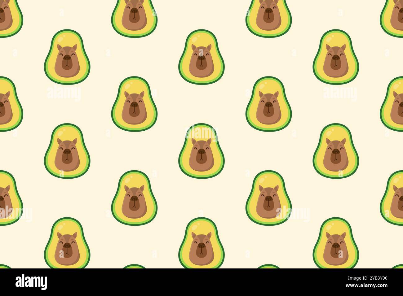 Capybara and avocado. Vector pattern. Flat style illustration Stock ...